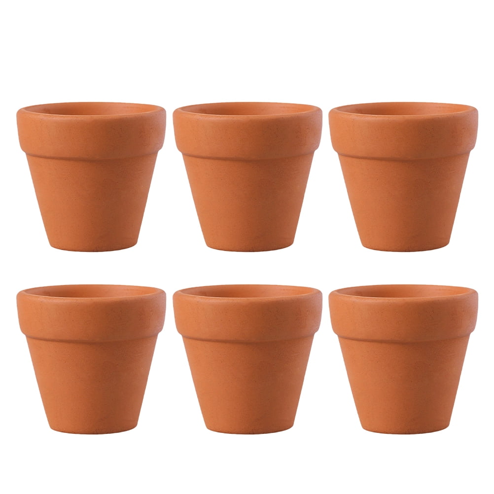 TABLZONE 6Pcs Ceramic Indoor Planter for Planting Dark Red Clay Round ...