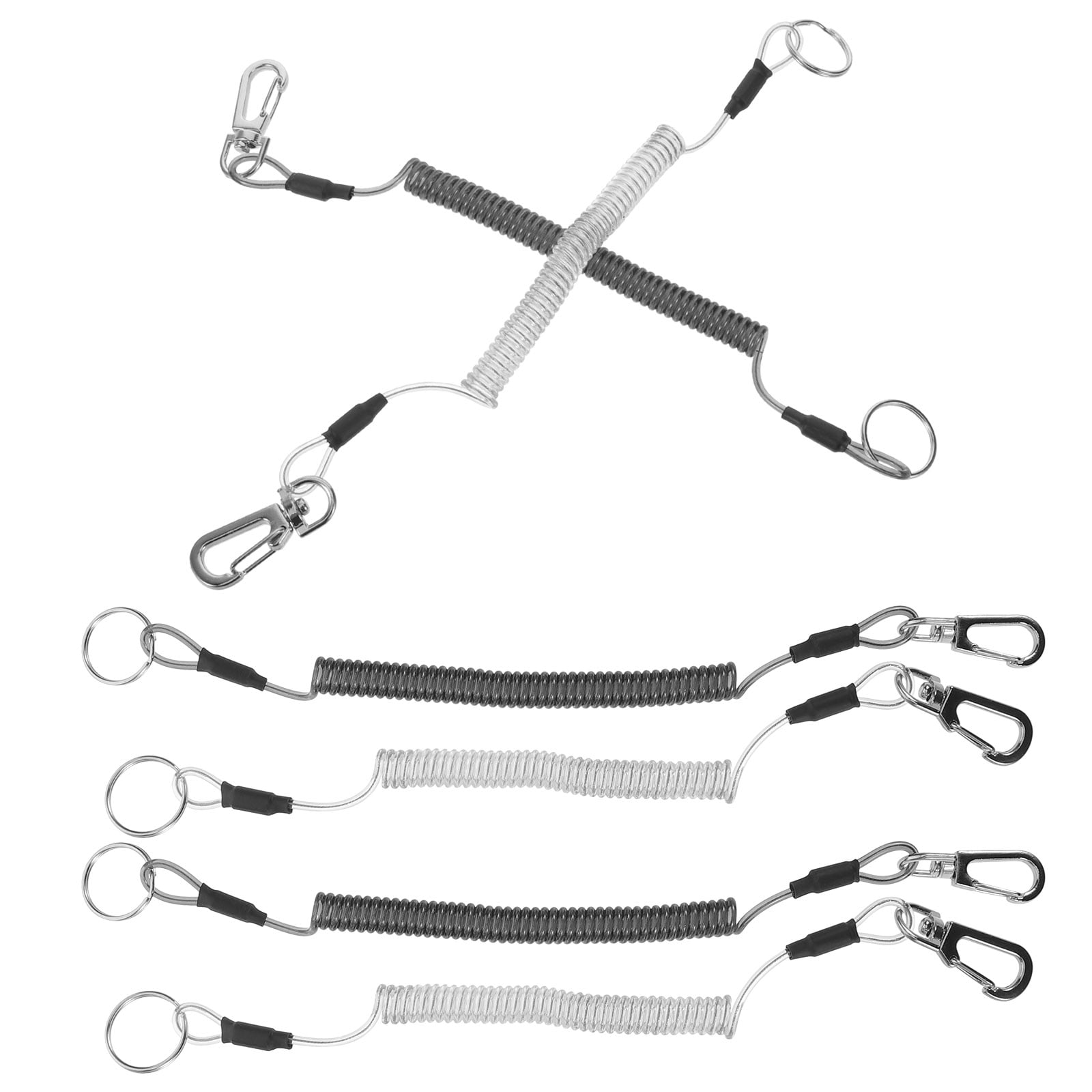 TABLZONE 6Pcs Steel Coiled Lanyard Retractable Spiral Key Holder with ...