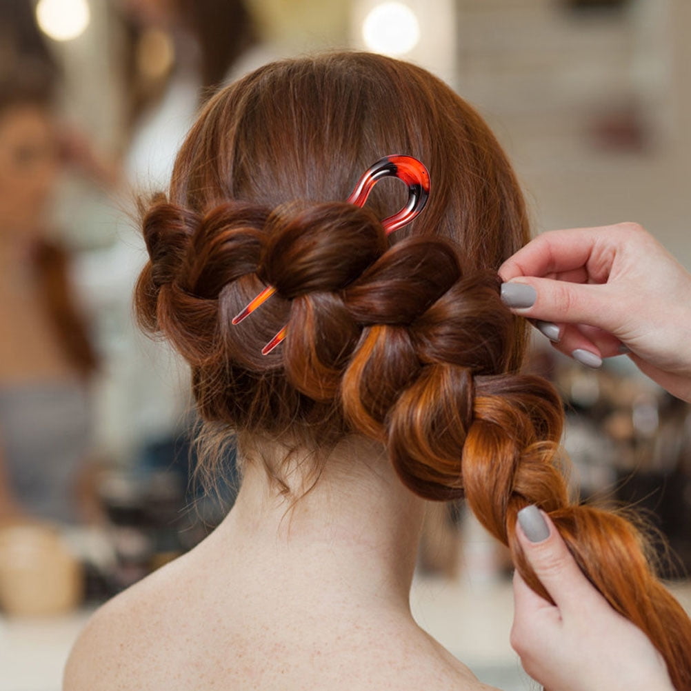 TABLZONE 6Pcs U Shaped French Hair Forks Resin Anti Skid Holds Long ...