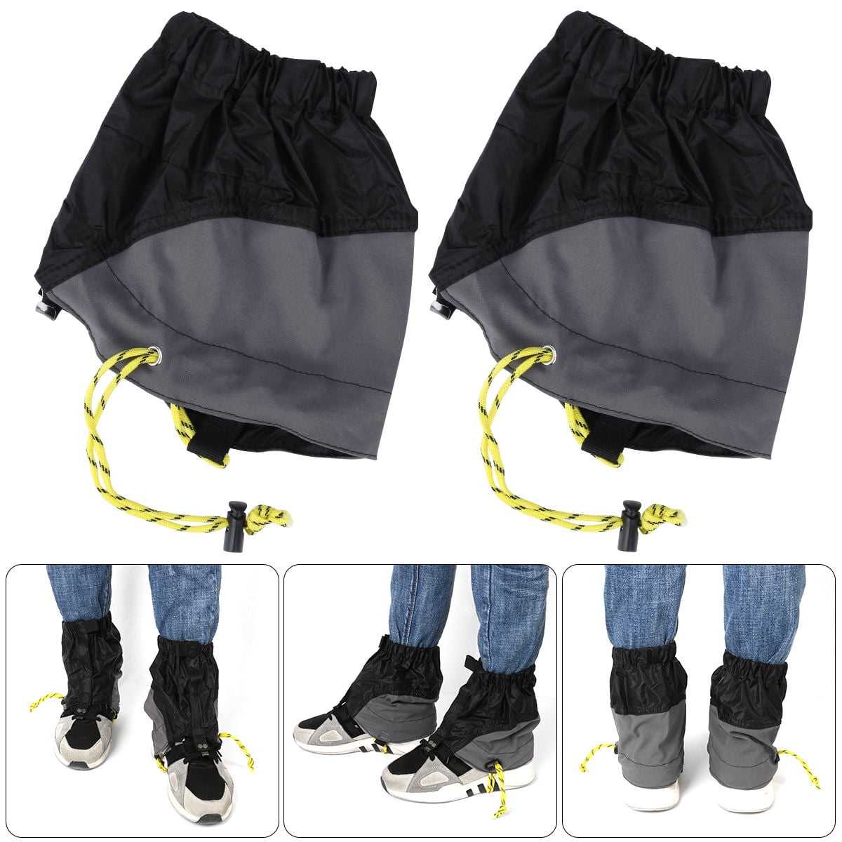 TABLZONE Waterproof Hiking Gaiters Black with Adjustable Cord and Hook ...