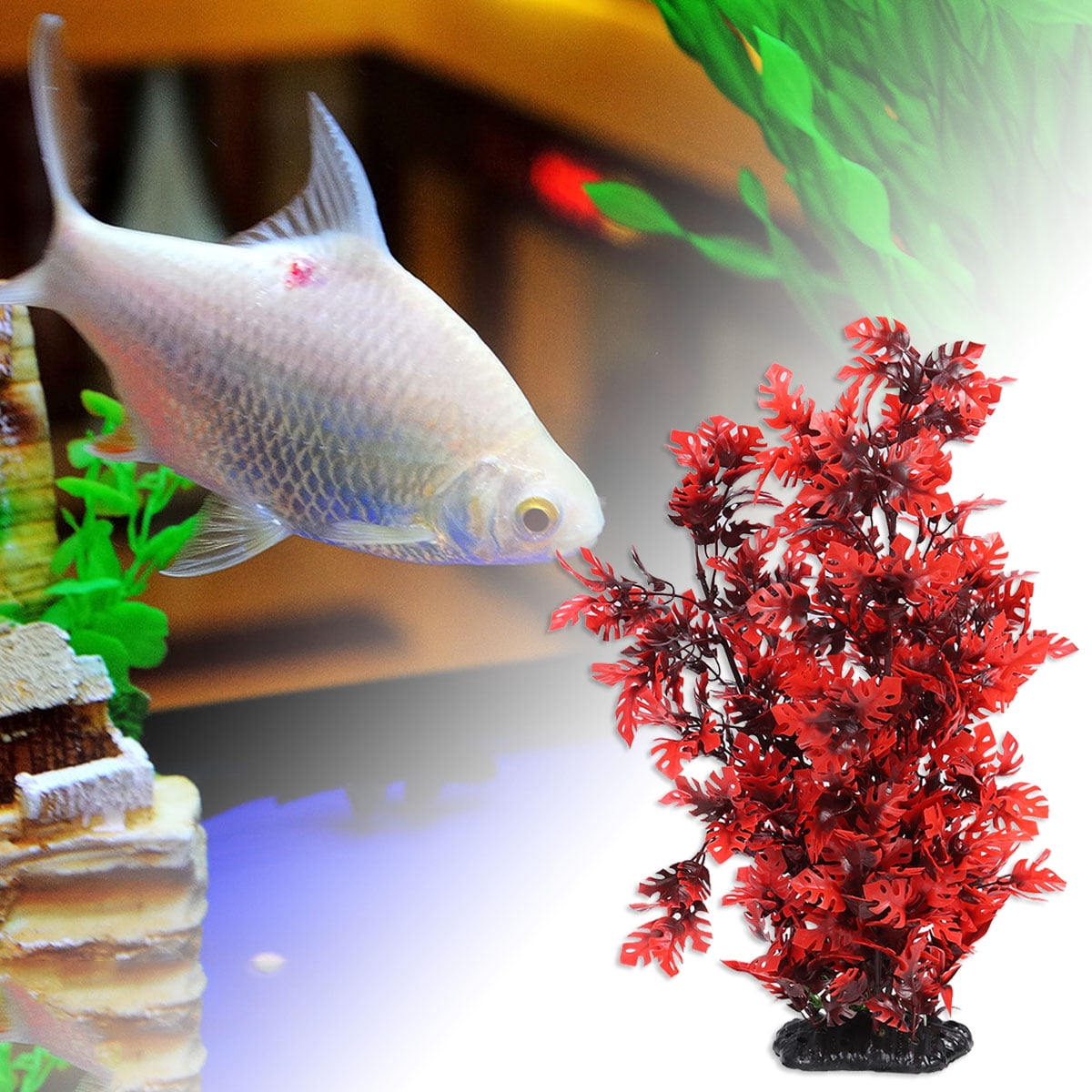 TABLZONE Aquarium Simulation Plants Realistic Red Artificial Foliage ...