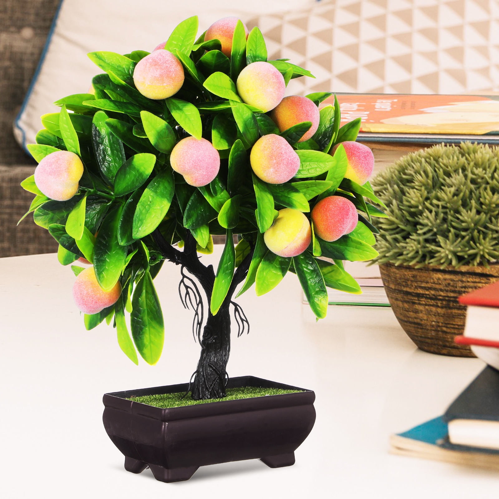 TABLZONE Artificial Peach Tree Compact Bonsai Plants For Busy ...