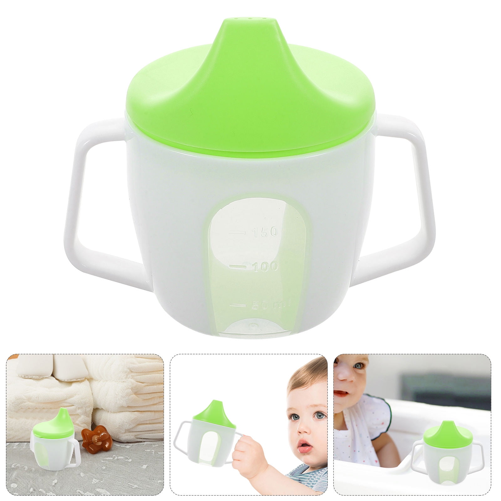 TABLZONE Green PP Duckbill Cup for Toddlers with Handles and ...