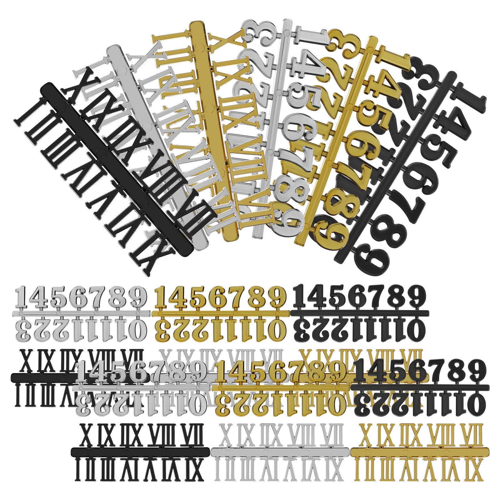 TABLZONE Black Clock Numbers for Clock Parts Kit with 9 Roman Numerals ...
