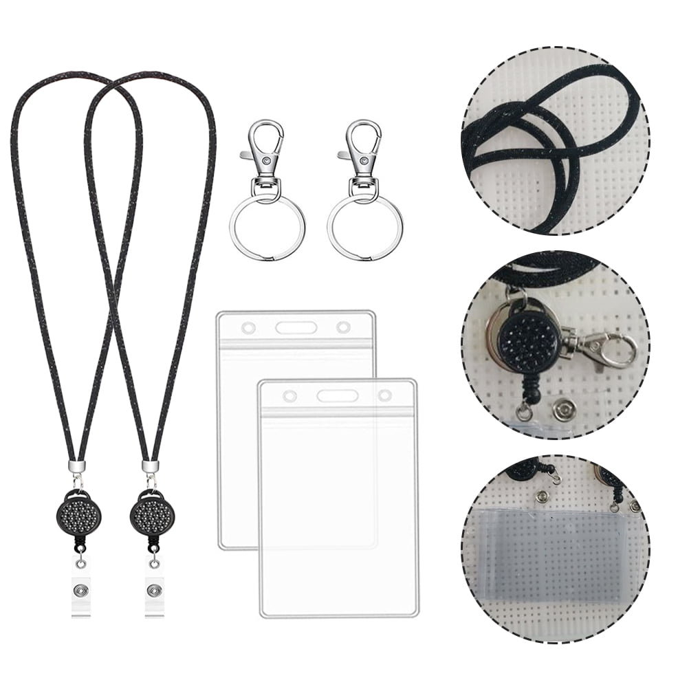 TABLZONE Black Rectangular Hanging Badge Reel Protection Card Holder ...