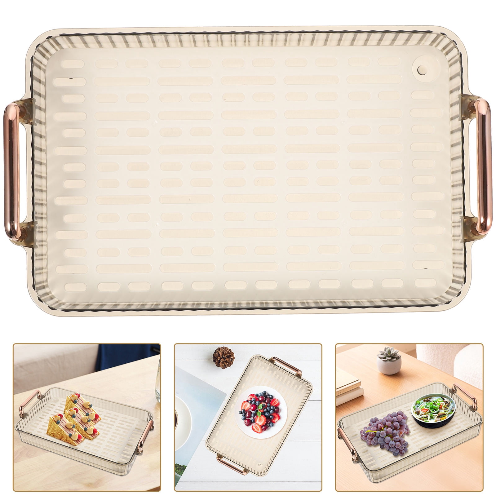 TABLZONE Kitchen Drain Tray, Brown Transparent Design, Pet PP ...