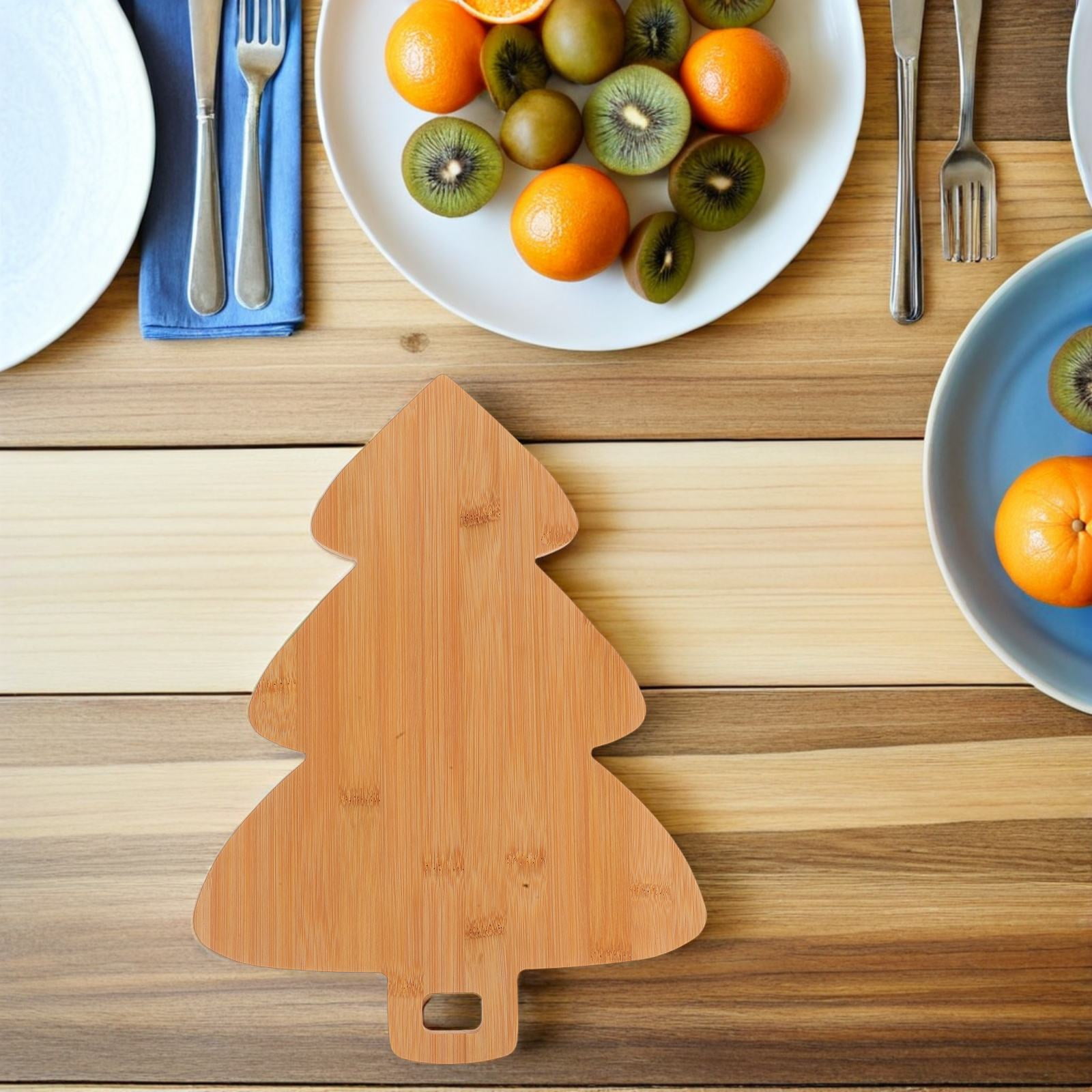TABLZONE Christmas Tree Serving Board, Light Brown, Dual-Sided Design ...
