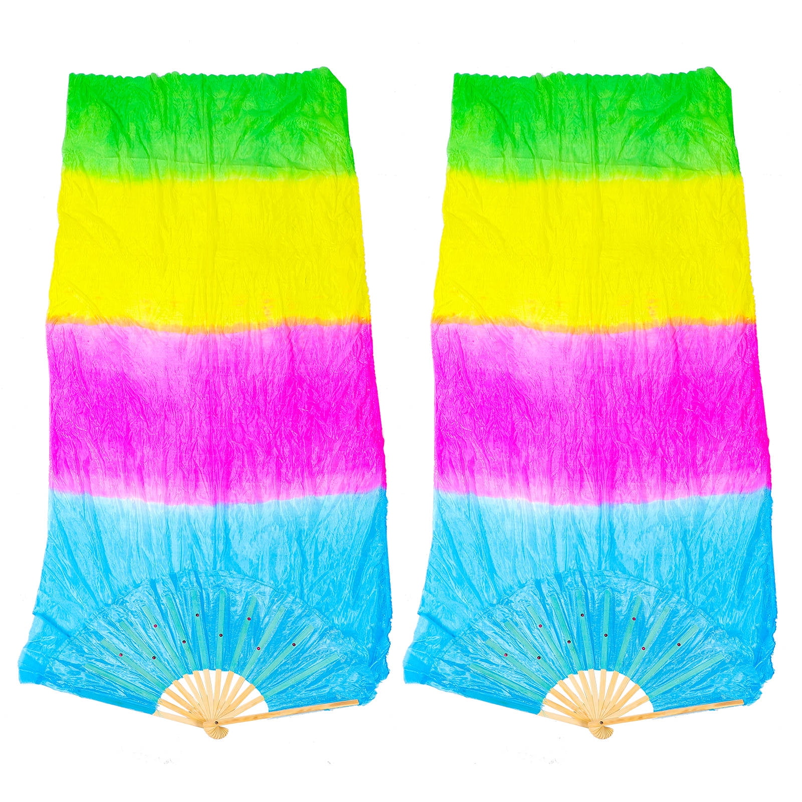 TABLZONE Color Gradient Silk Fabric Dance Fan Performance Lightweight ...
