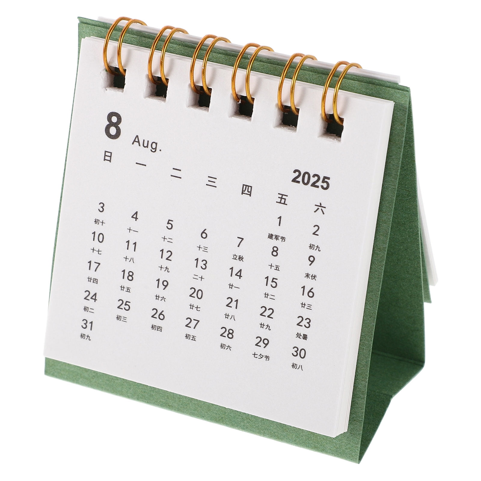 TABLZONE Compact Green Mini Desk Calendar 2026 Portable Paper Daily ...