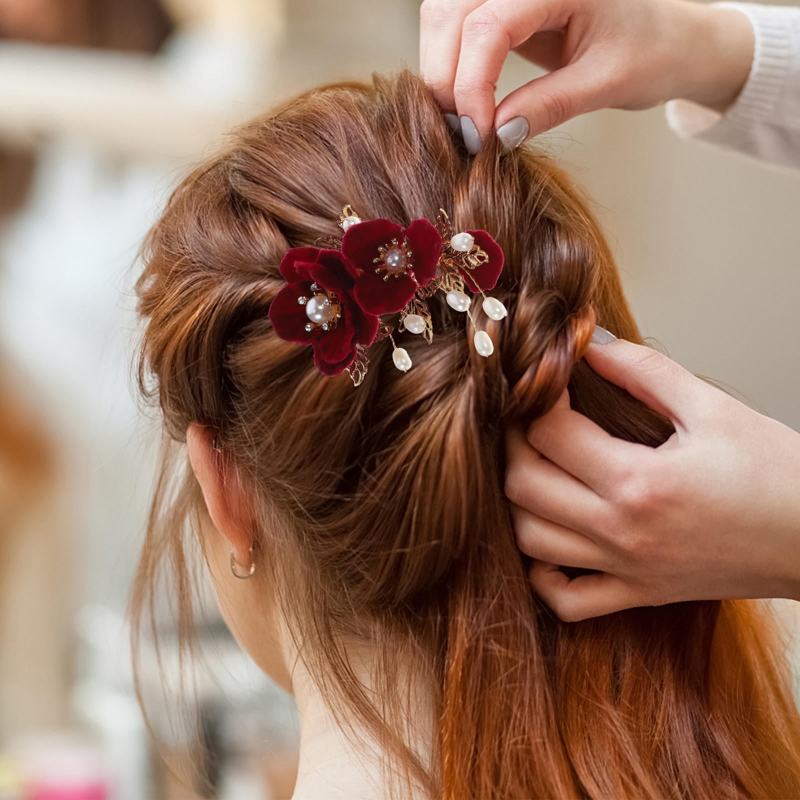 TABLZONE Decorative Hair Clip Retro Style with Cloth for Women 1Pack ...