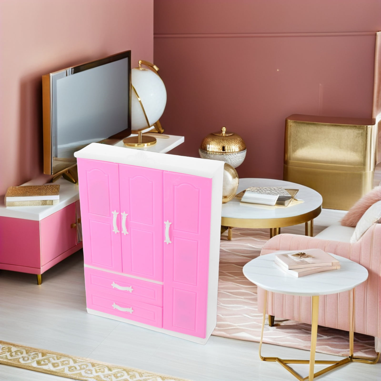 TABLZONE Dollhouse Wardrobe Pink Storage Solution For Kids Room Decor 1 ...