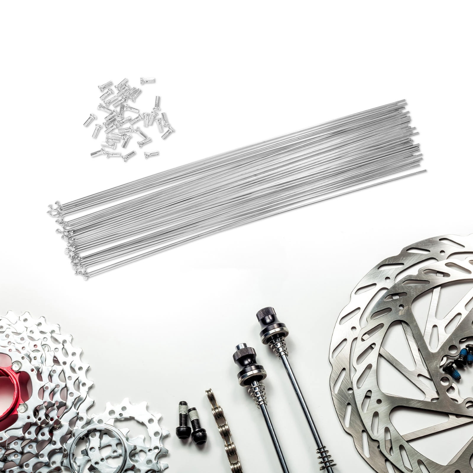 TABLZONE 36 Pcs Durable Steel Bicycle Spokes Set, 14g Silver Color for ...