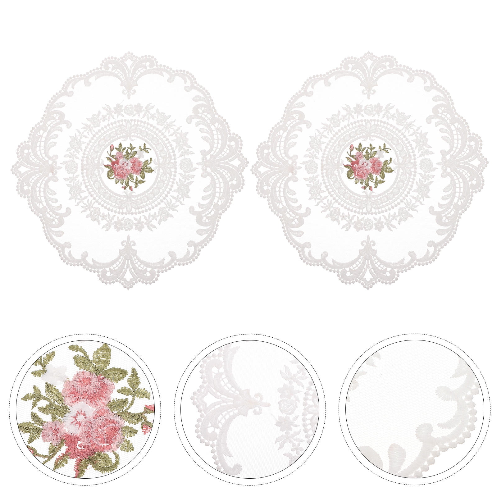 TABLZONE Elegant Lace Table Mats with Stereoscopic Embroidery, 2 Pieces ...