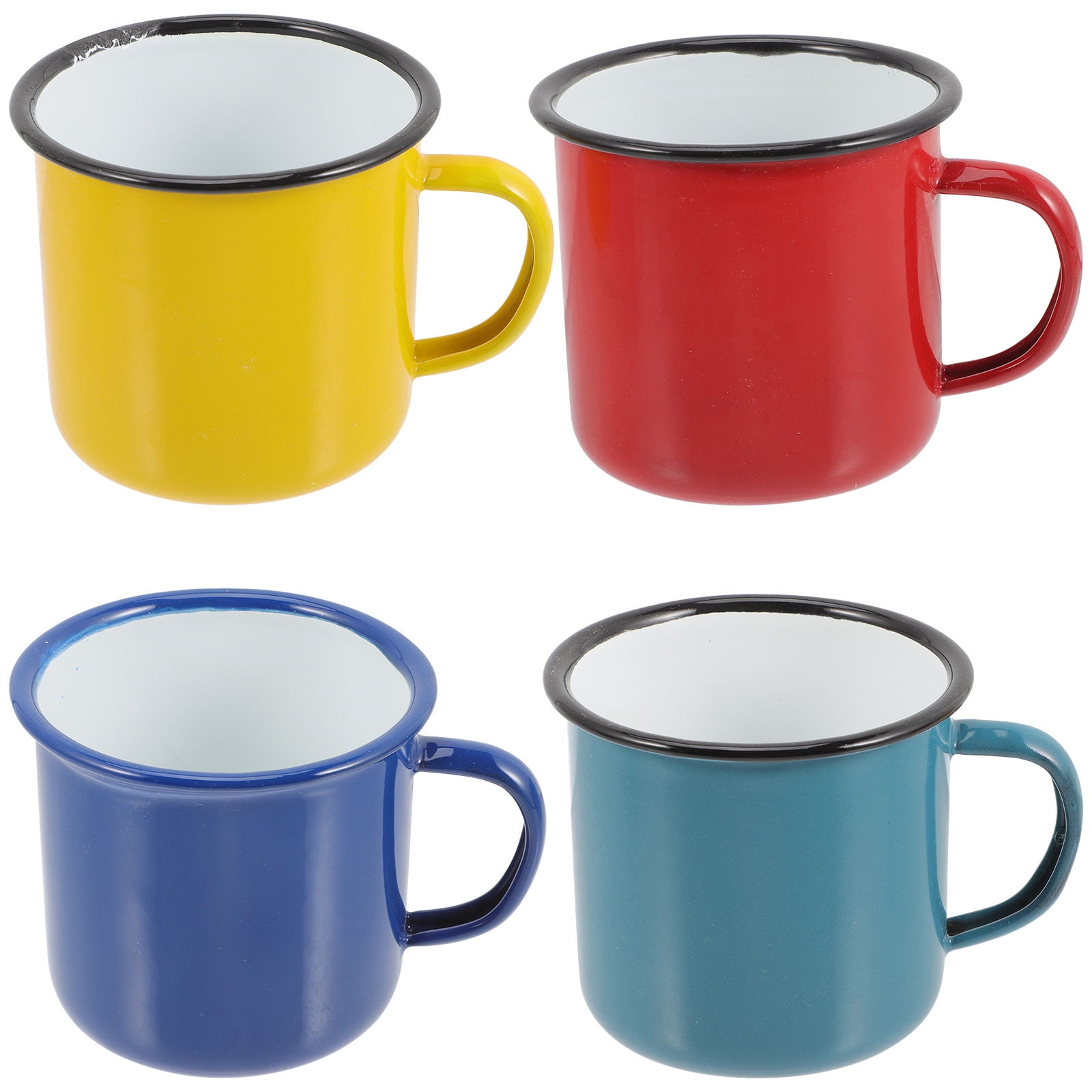 TABLZONE Extra Large Enamel Mug Set, 4 Pcs Assorted Colors, Handheld ...