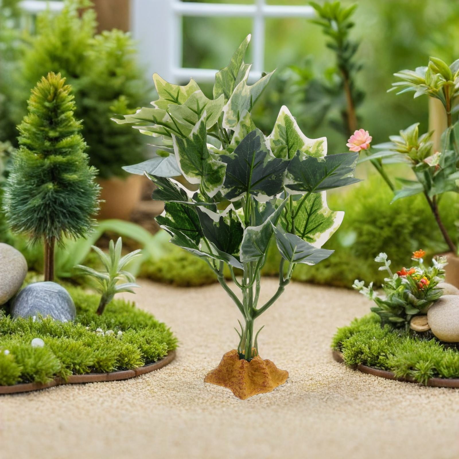 TABLZONE Fake Reptile Plants Green Plastic 1Pack Leaf Shaped Decor for ...