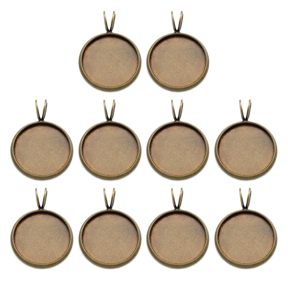 TABLZONE Golden Copper Round Pendant Trays for DIY Jewelry Making 10PCS ...
