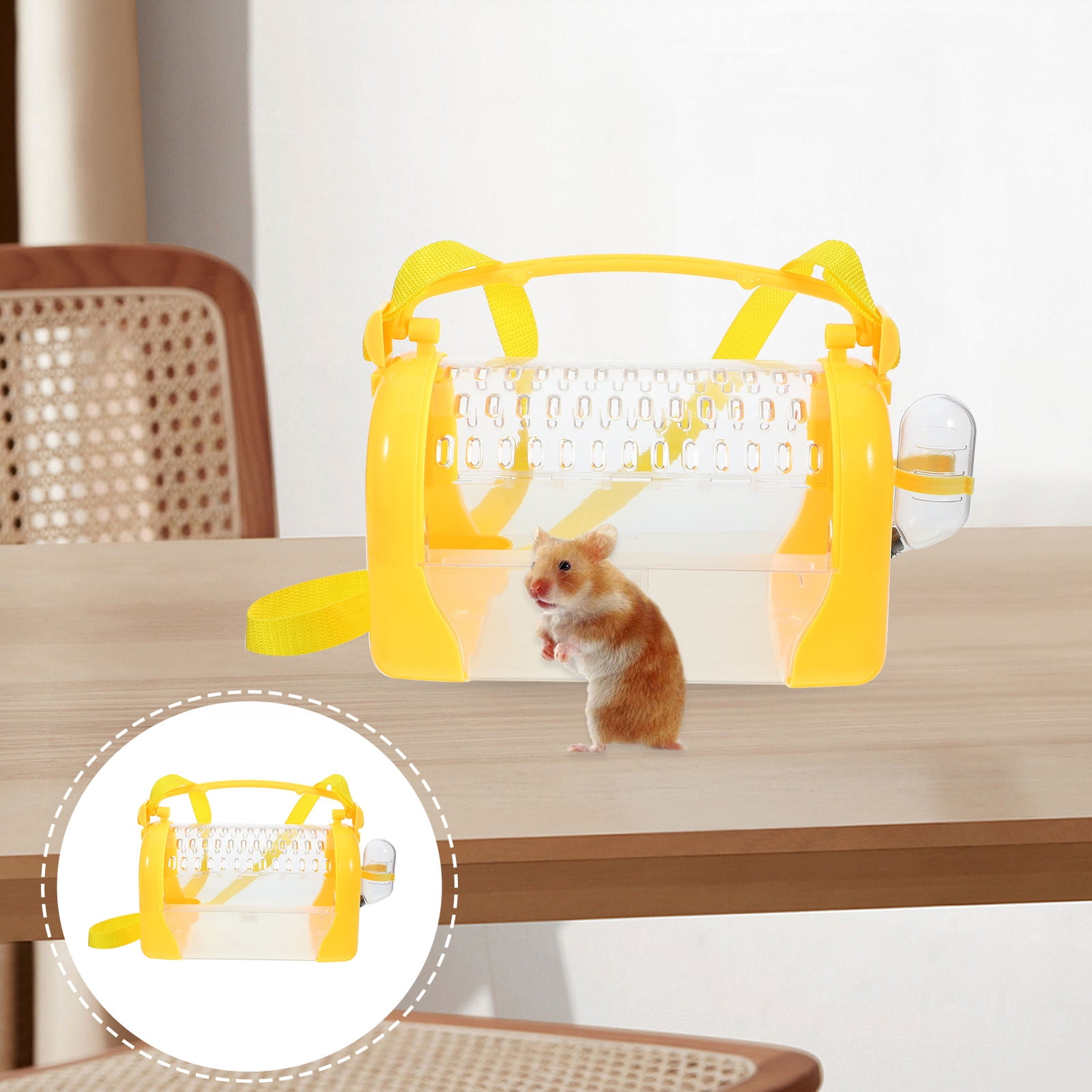TABLZONE Compact Yellow Hamster Travel Box with Food and Water ...