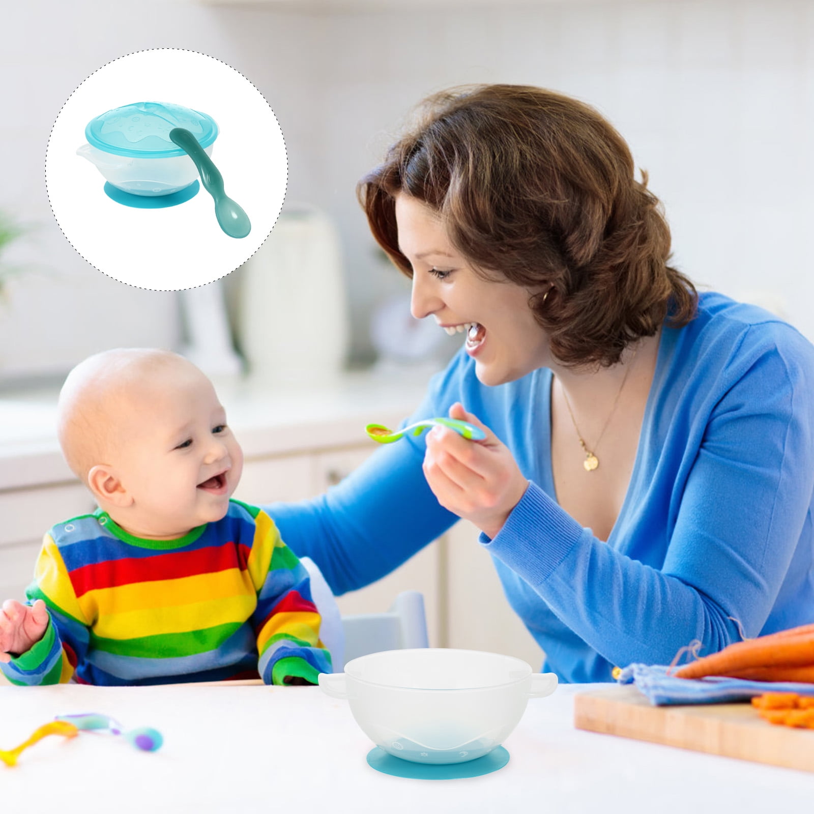 TABLZONE Kids Suction Bowls Suction Bowl Blue Non- Eating Mealtime 1Pcs ...