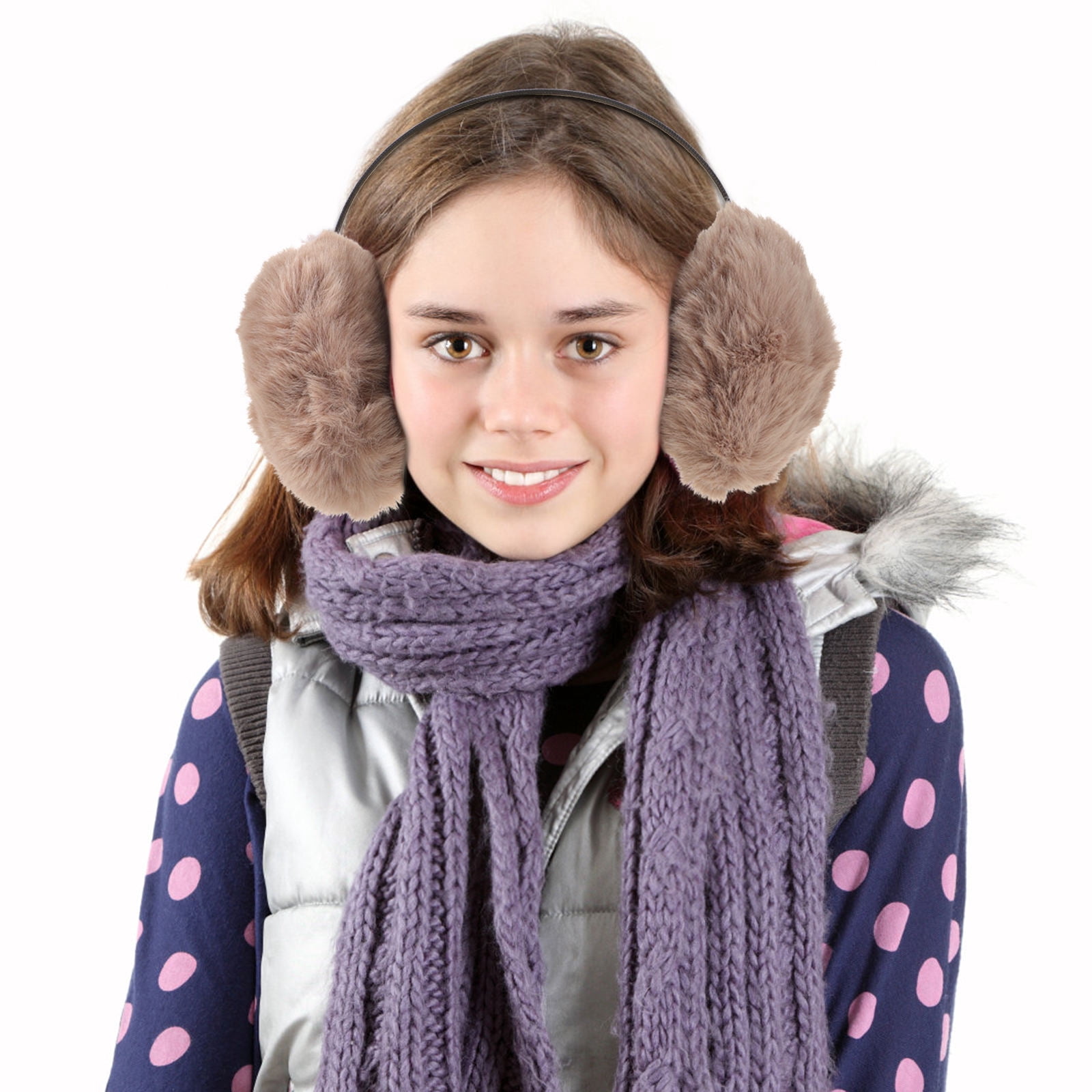 TABLZONE Light Brown Plush Ear Muff for Women's and Girls Great for ...