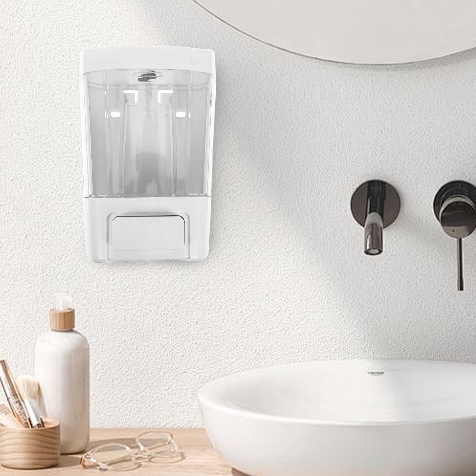 TABLZONE Manual Soap Pump Wall Mount Dispenser White Plastic for ...