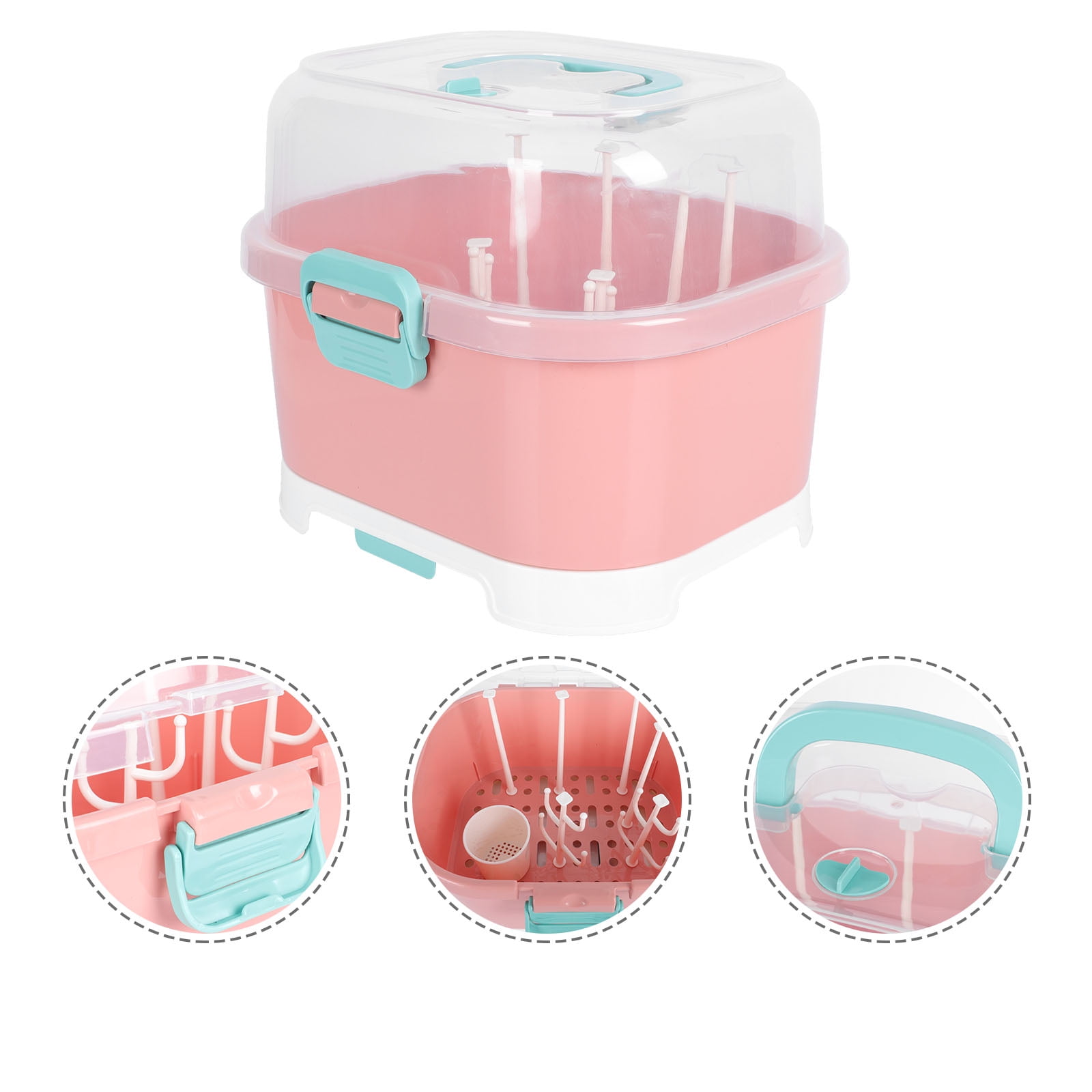 TABLZONE Milk Bottle Drain Rack High Capacity Pink PP Drying Station ...