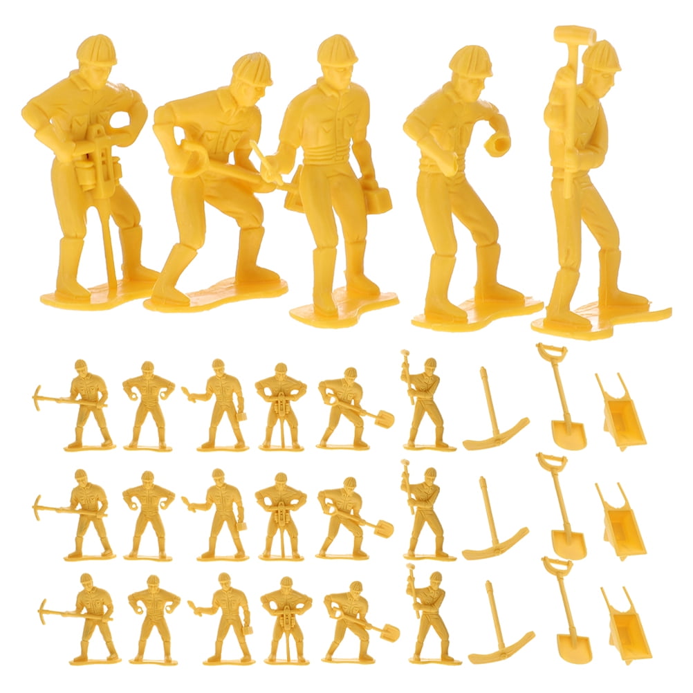 TABLZONE 63-Piece Miniature Construction Worker Figurine Set for Kids ...