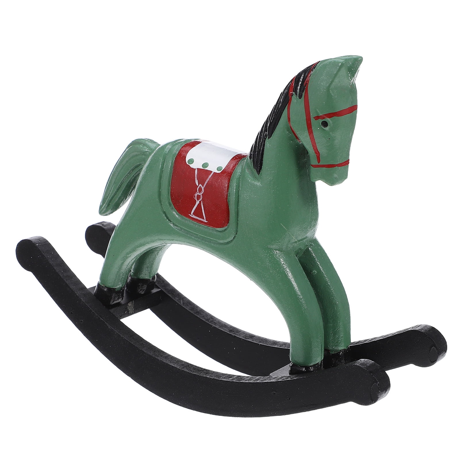 TABLZONE Vintage Style Green Wooden Rocking Horse Ornament for Year of ...