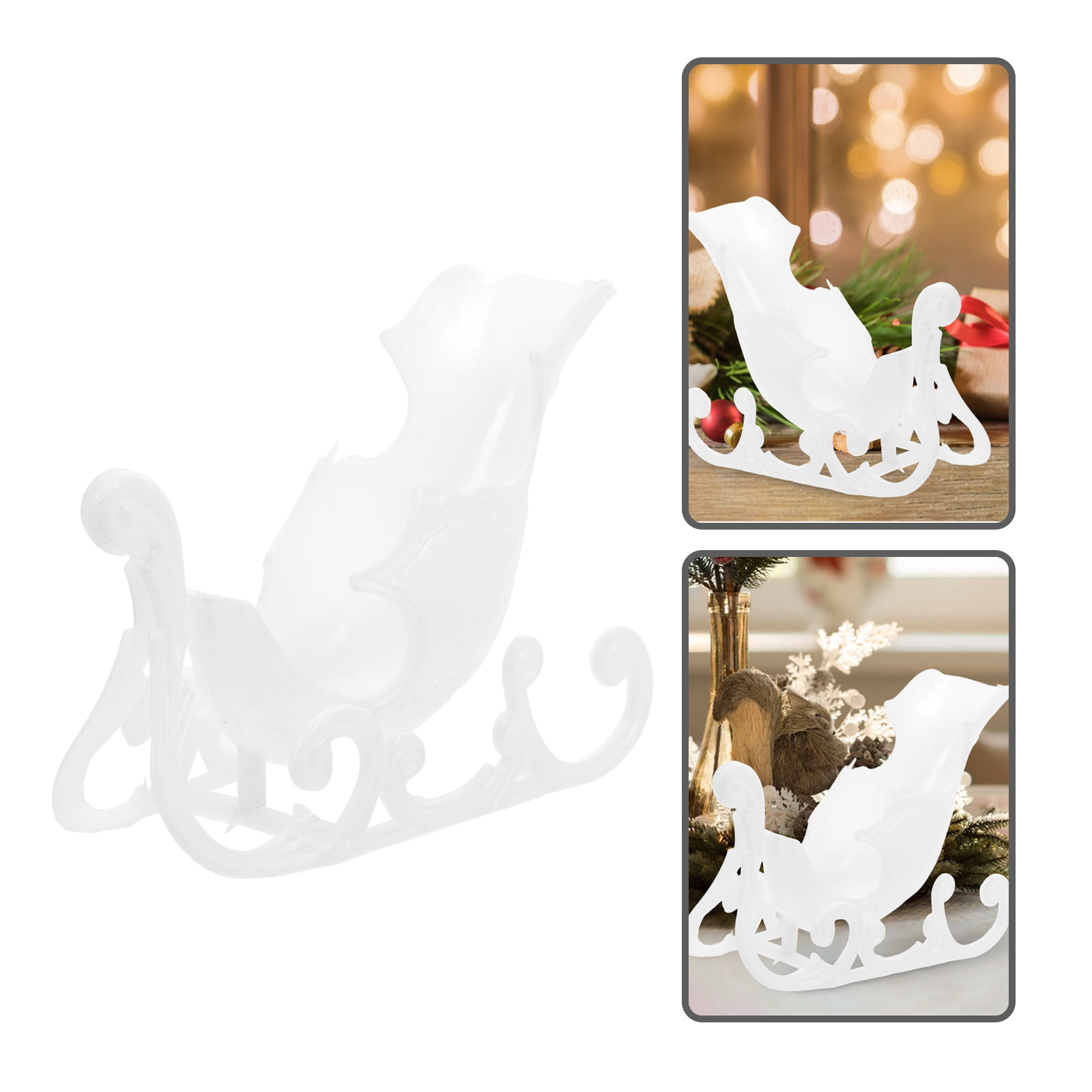 TABLZONE White Pe Christmas Sleigh Ornament for Festive Desktop Decor ...
