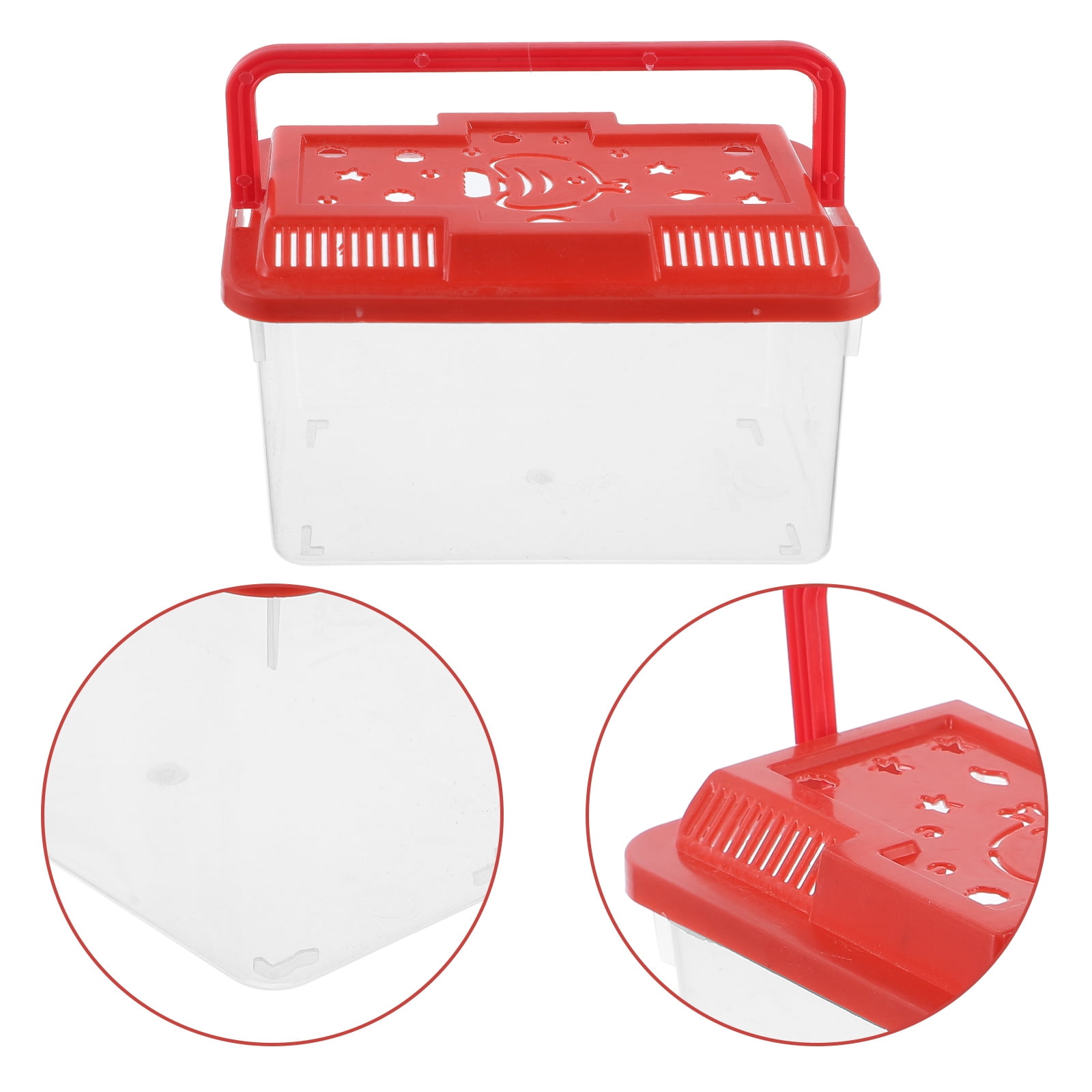 TABLZONE Multifunctional Reptile Carrier Red ABS Plastic Tank Portable ...