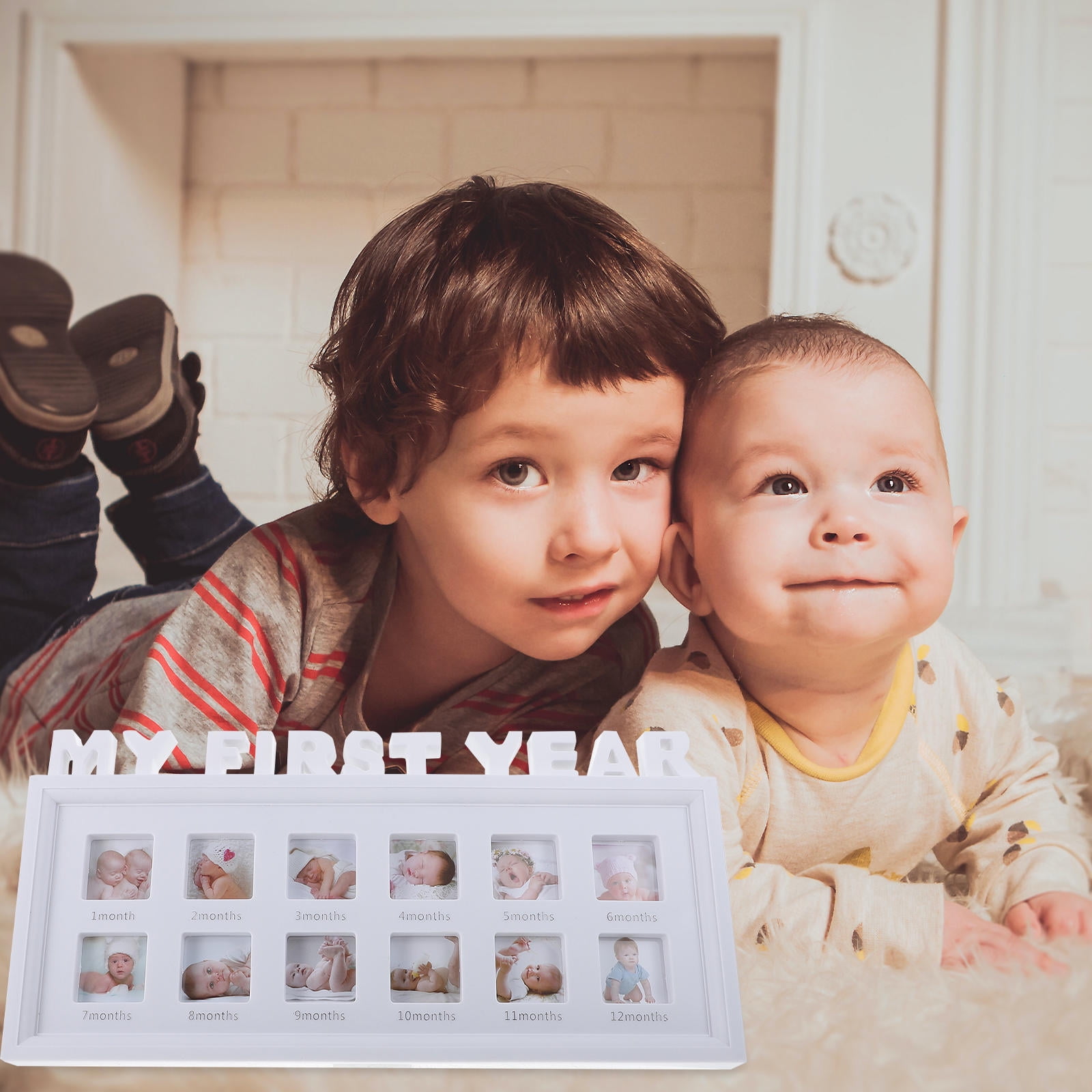 TABLZONE Photo Frame Newborn Girl Keepsake Collage Holds Pictures White ...