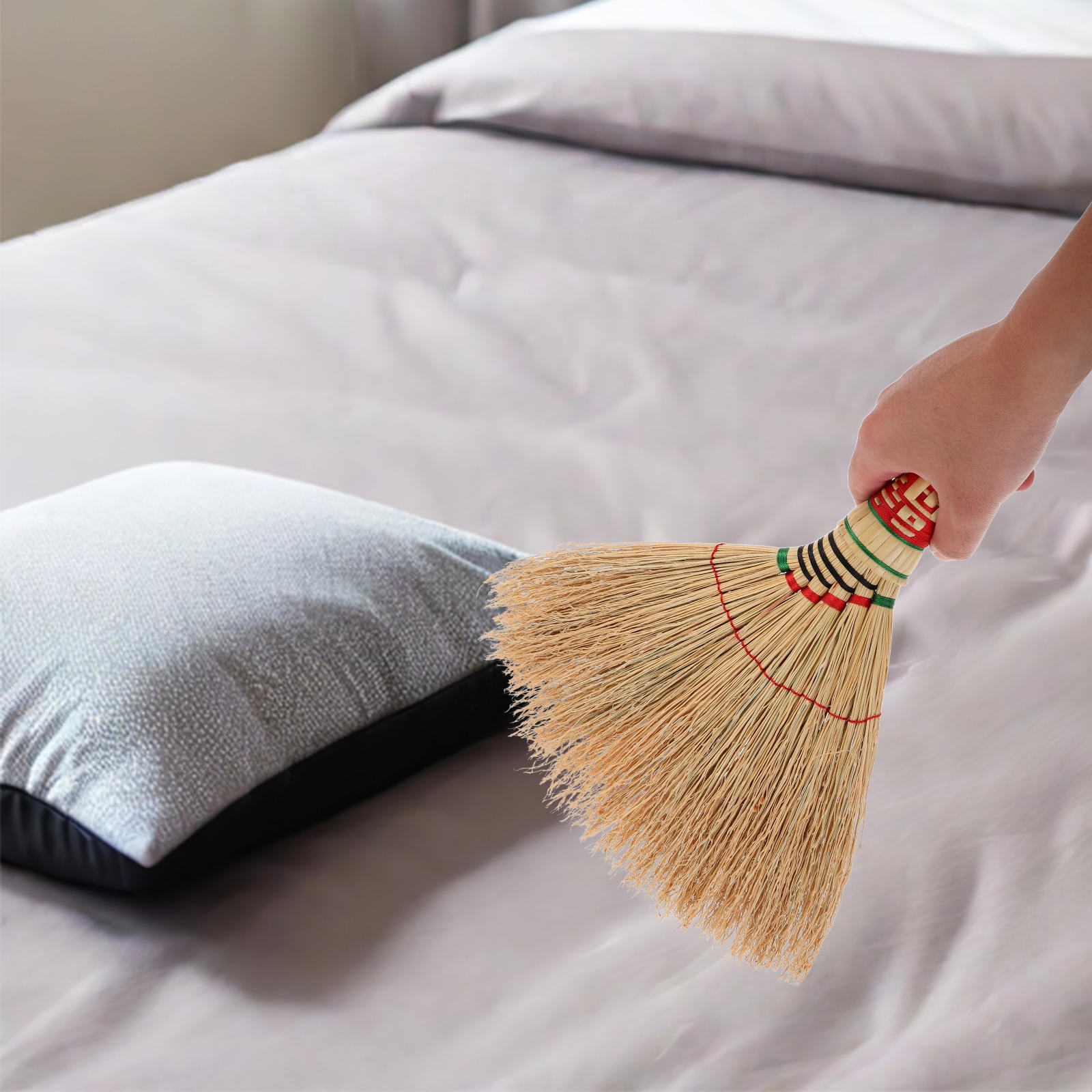 TABLZONE Handwoven Sorghum Straw Broom Soft Small Indoor Sweeping Brush ...