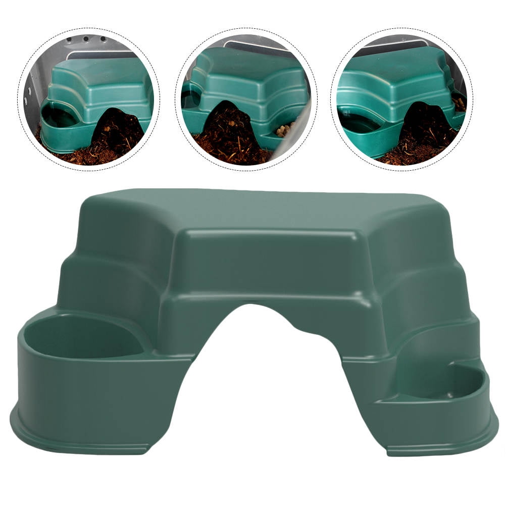 TABLZONE Reptile Habitat Dark Green Plastic Hideout with Basking ...