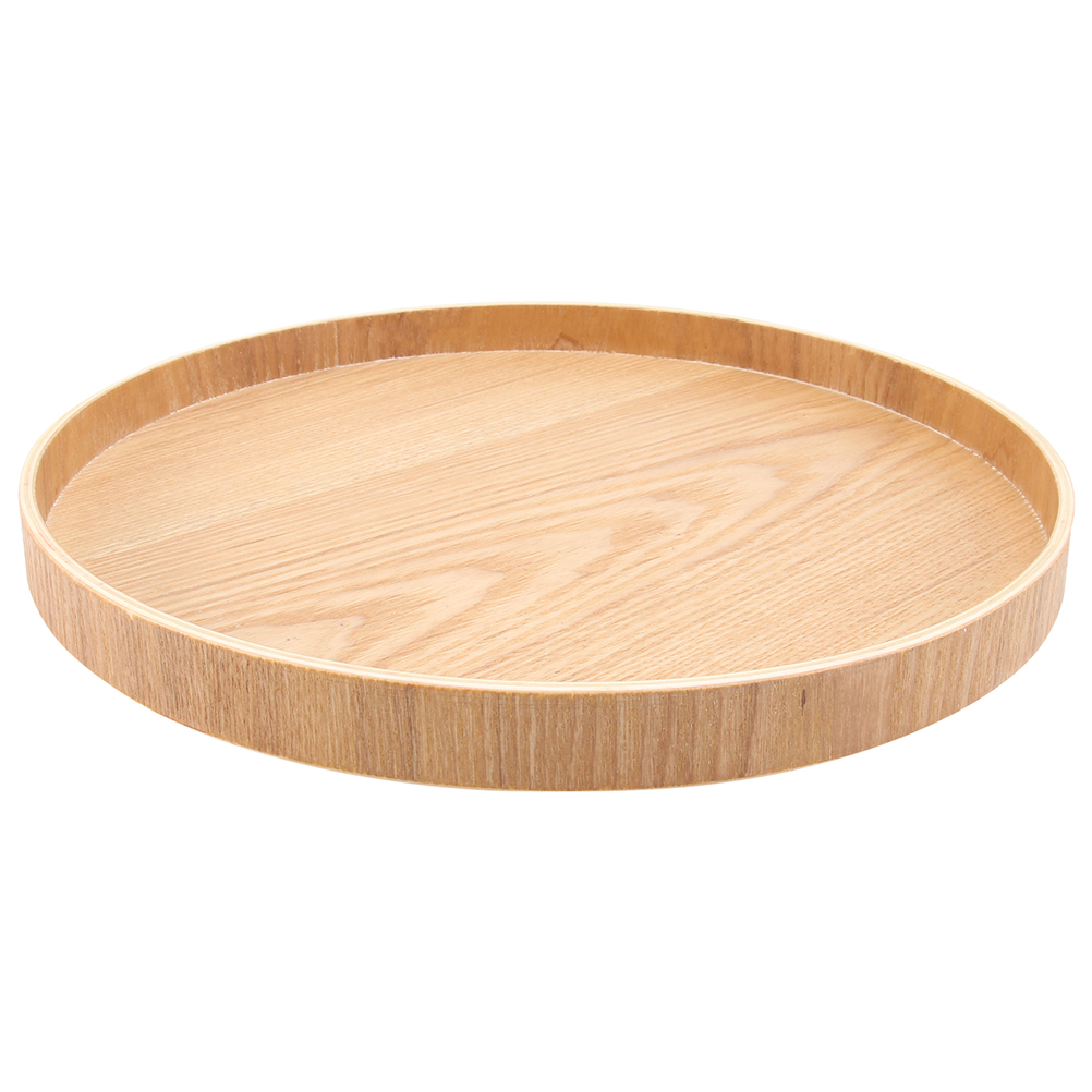 TABLZONE Round Serving Platter Wooden Tray Wood Color Serving ...