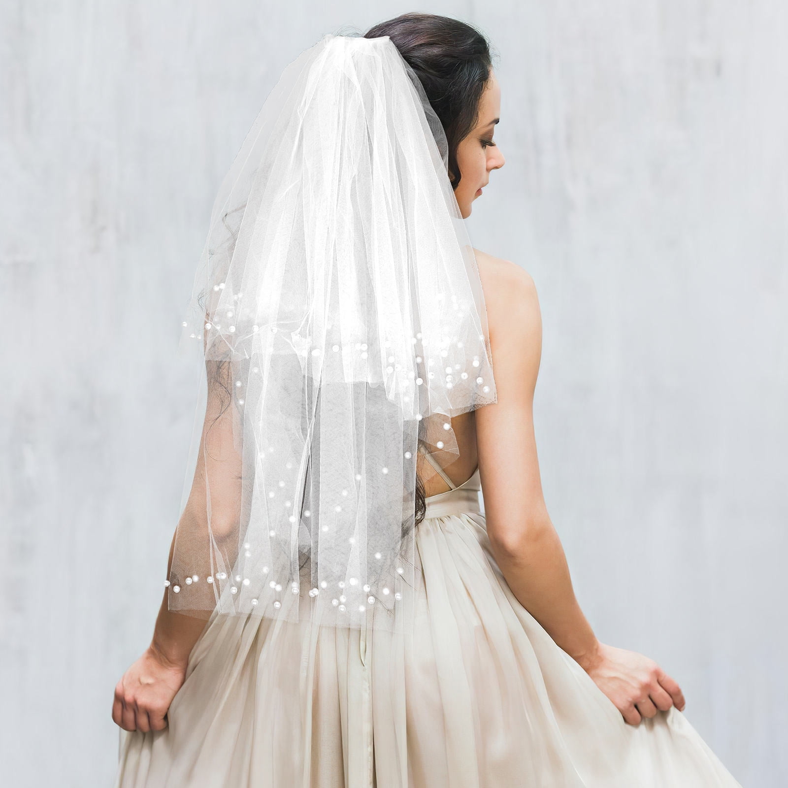 TABLZONE Short Wedding Veil White Bridal Veil 1Pcs Lace For Women ...