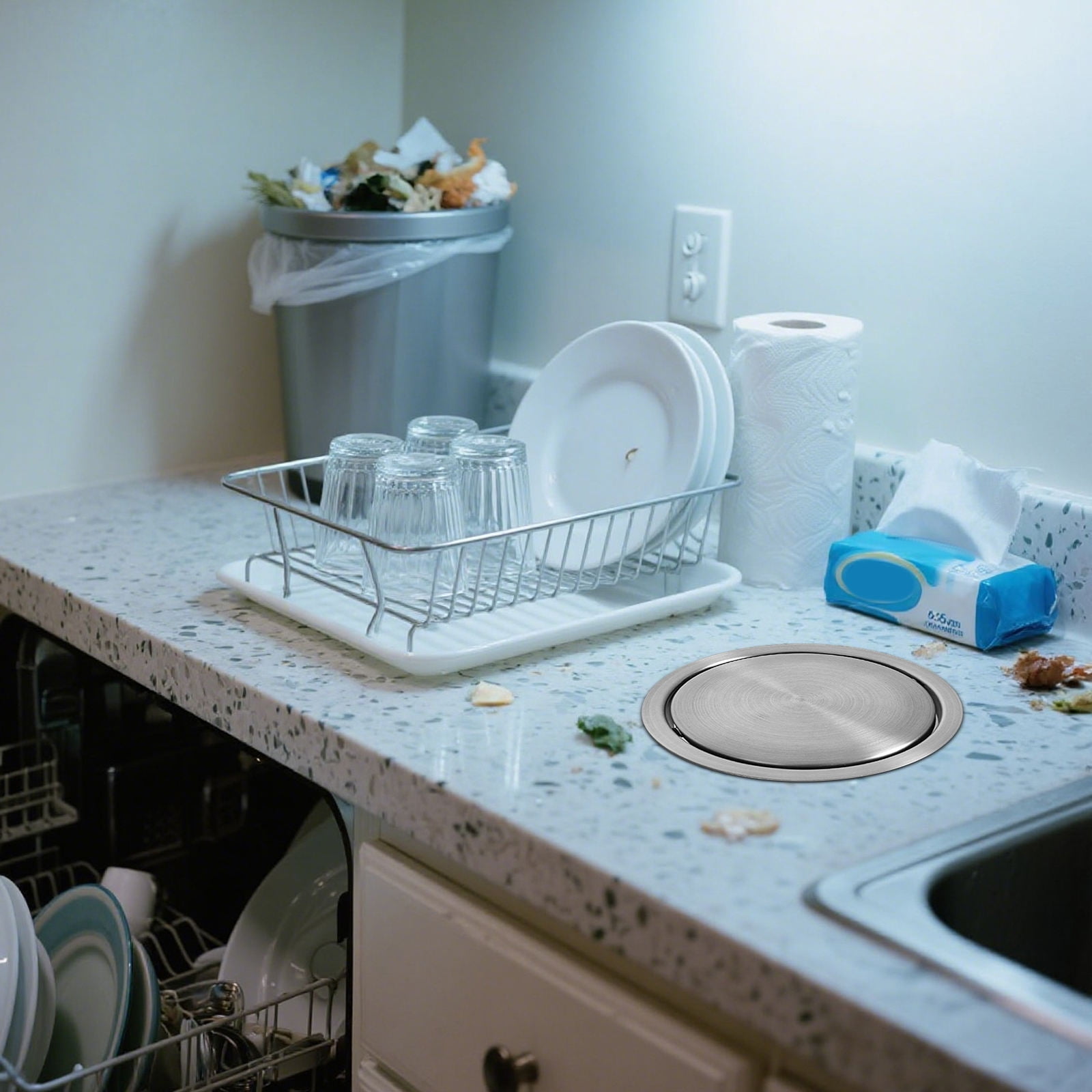 TABLZONE Silver Stainless Steel Trash Grommet for Counter Embedded ...