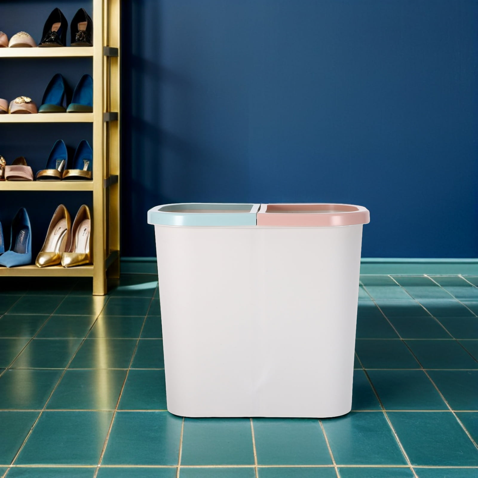 TABLZONE Beige Plastic Dual Compartment Bin for Home Kitchen and ...