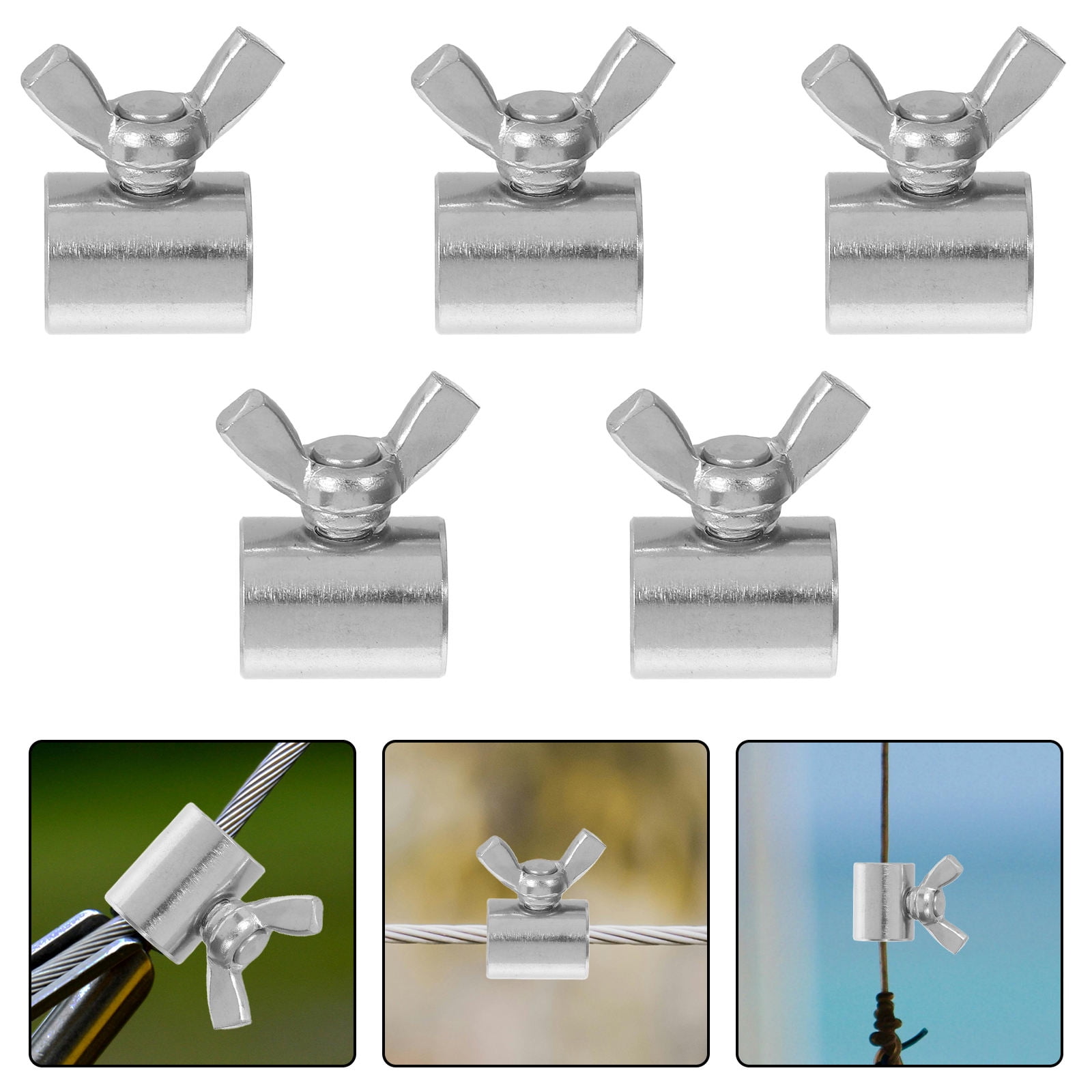 TABLZONE Hole Wire Rope Clips Stainless Steel Locking Buckle Silver for ...