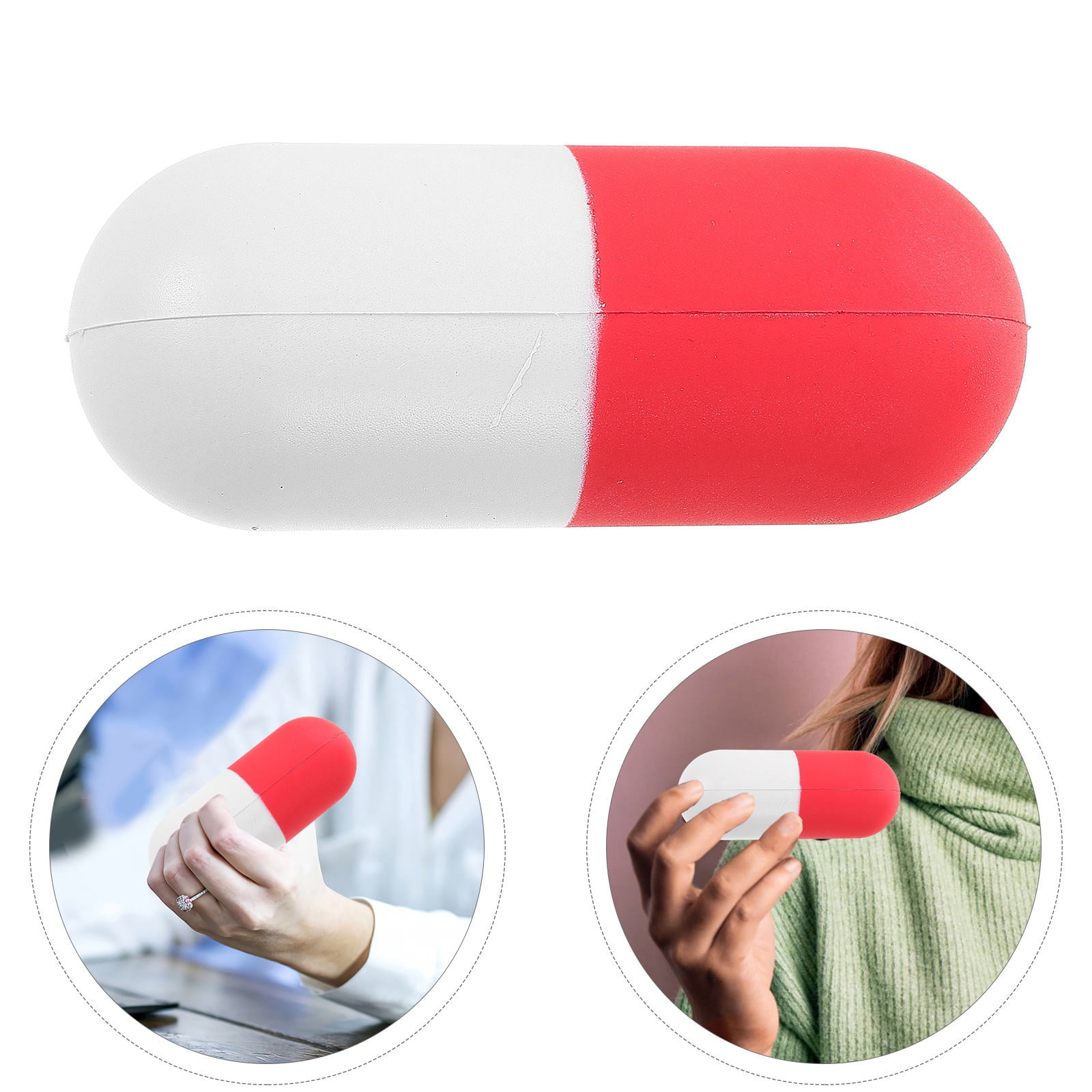 TABLZONE Stress Reducing Toys Pill Shaped EVA Red 1Set Anxiety ...