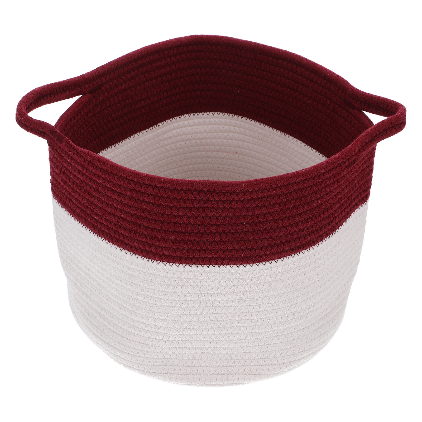 TABLZONE Sundry Storage Bin Dark Red Woven Cotton Rope Storing ...