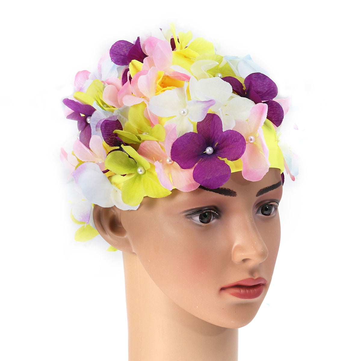 TABLZONE Flower Swim Cap Reusable Comfortable Anti-Skid Design Assorted ...