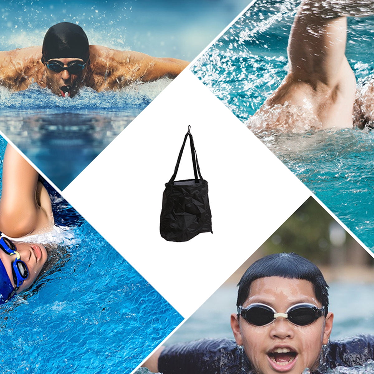 TABLZONE Drag Swim Parachute Swimming Resistance Water Bag Black 1Pcs ...