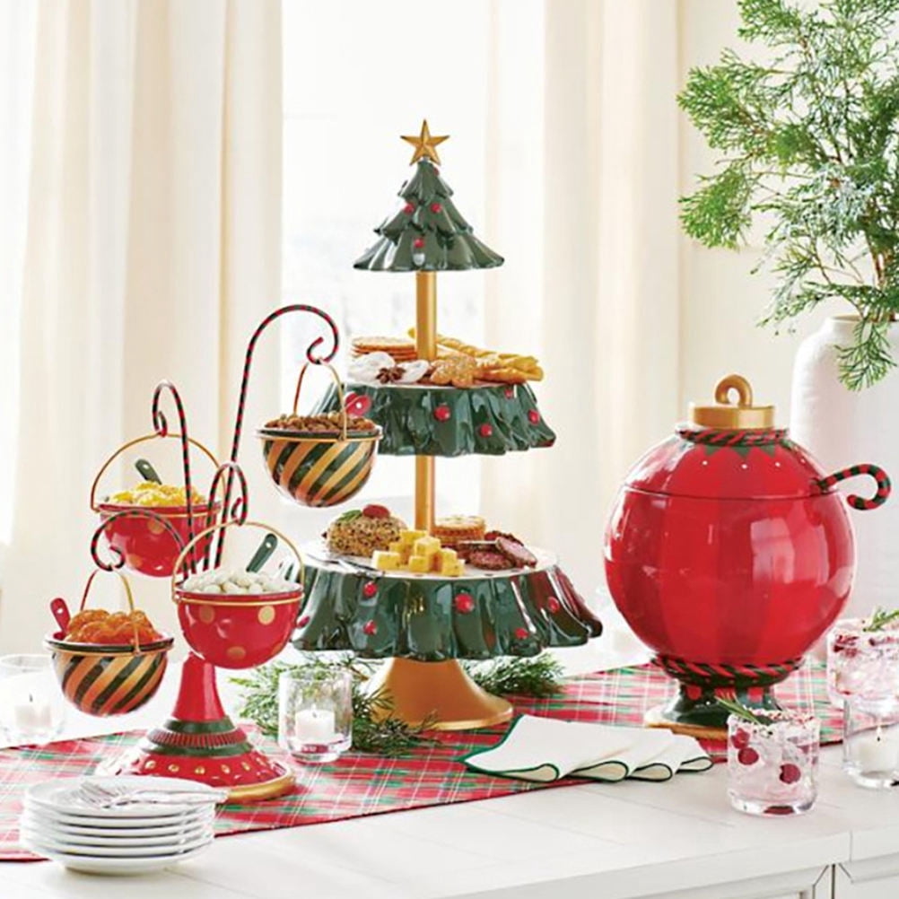 TABLZONE Two-Tier Christmas Cake Stand Dessert Display Tower for ...