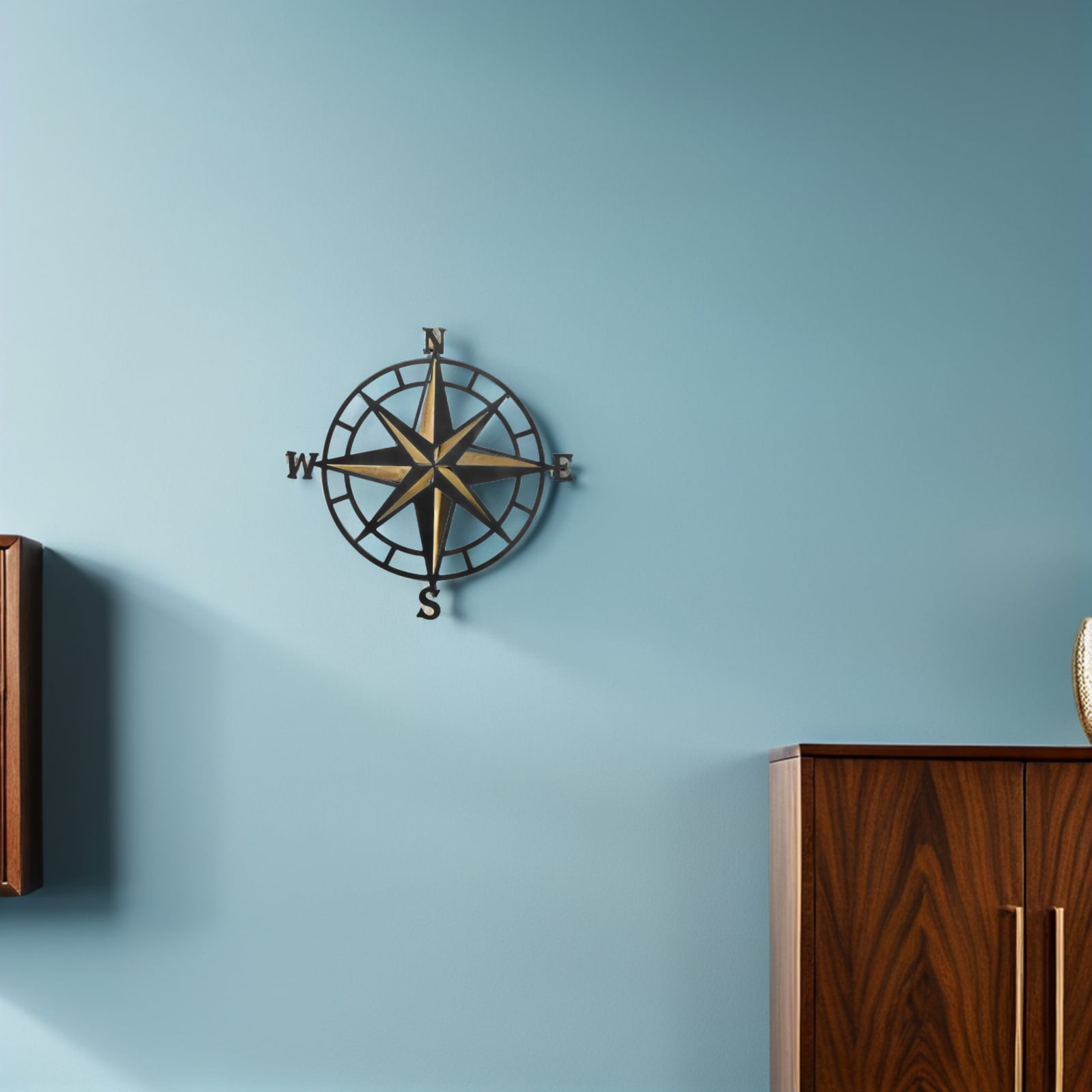 TABLZONE Vintage Compass Wall Decor Black Metal Adventure Style Hanging ...
