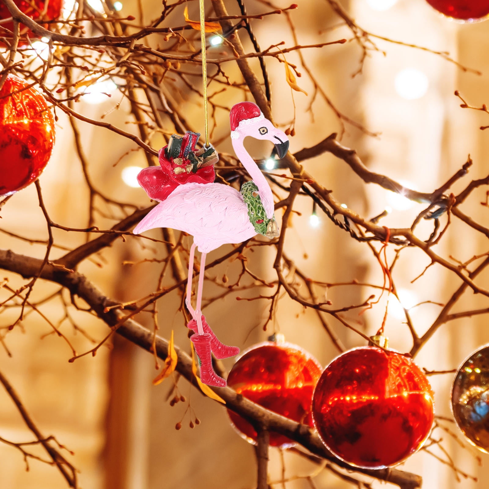 TABLZONE Christmas Flamingo Hanging Ornament Watermelon Red Resin ...