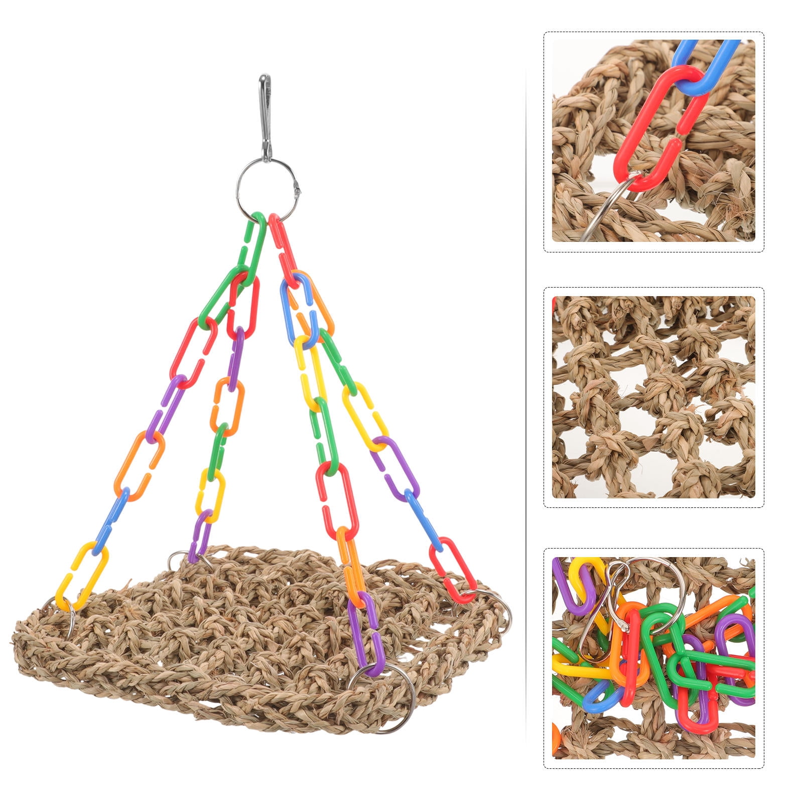 TABLZONE Woven Bird Swing Hammock Light Brown for Parrots Small Pet ...