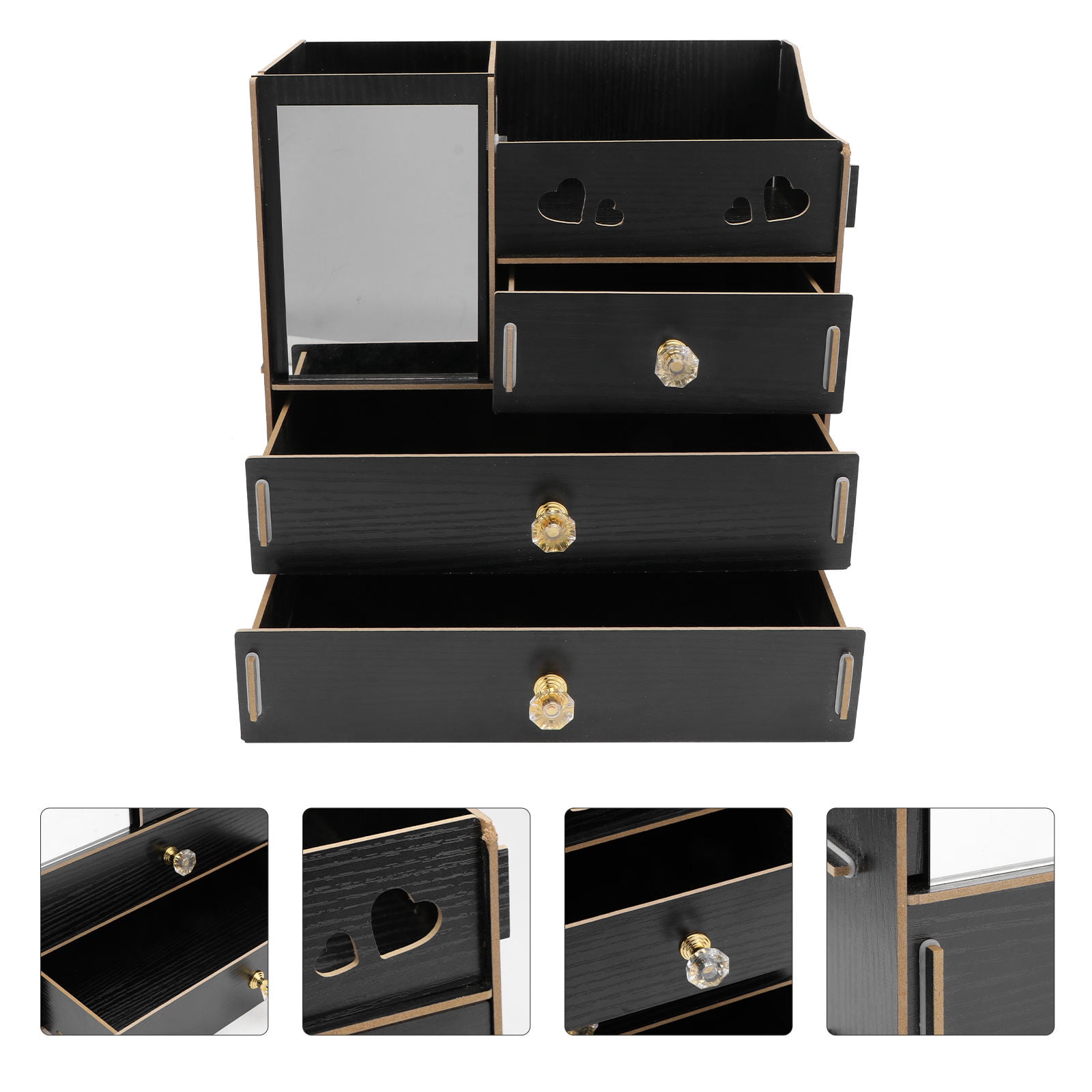 TABLZONE drawer organizers Black Wood for Desktop Organizer 1Set ...