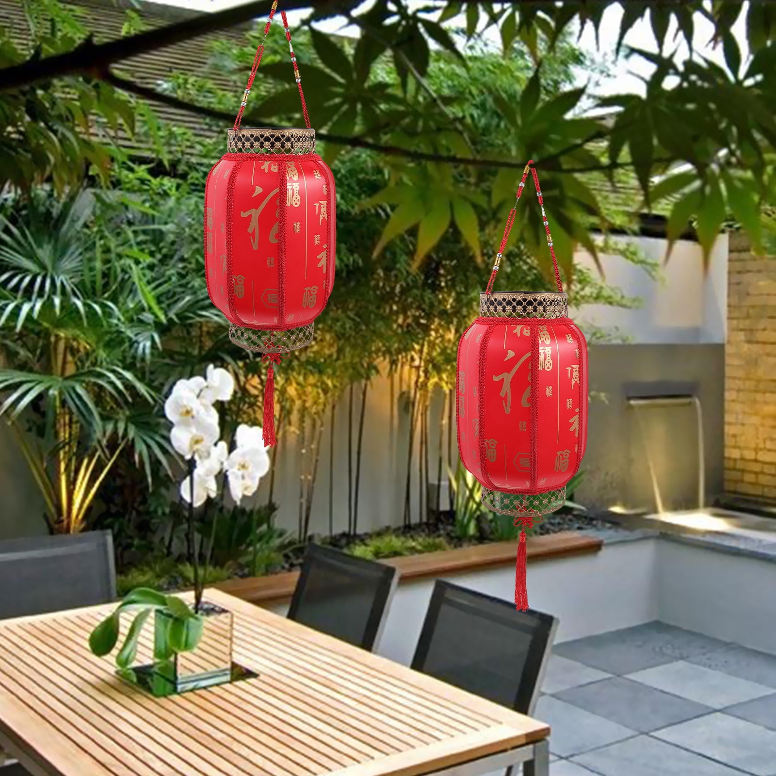 TABLZONE Red Solar Lantern Light for Outdoor Hanging Decoration Yard ...