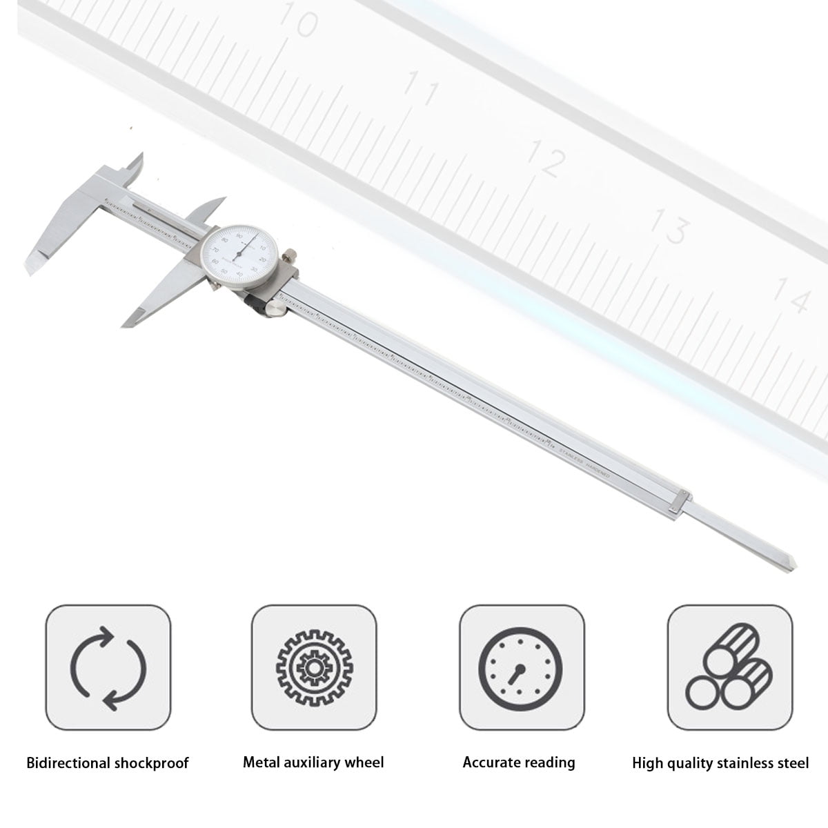 TABODD 12" Dial Caliper 0.001 Stainless Steel Shockproof 4-Way ...