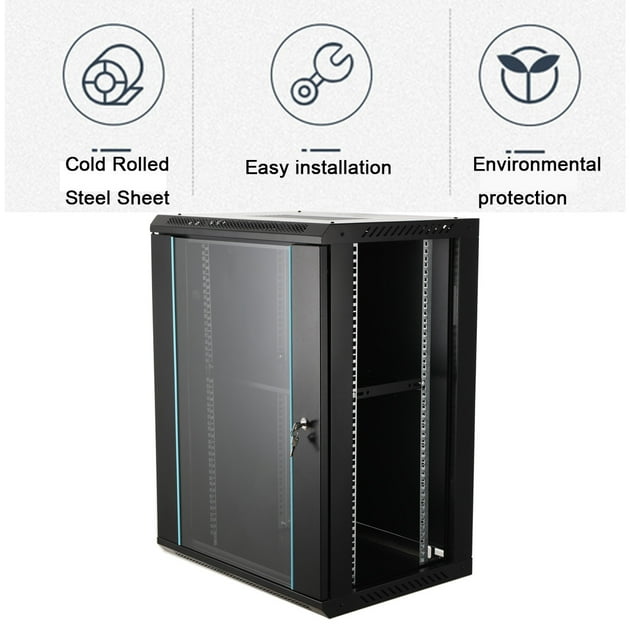 TABODD 15U 24 inch Deep Wall Mount IT Network Server Rack Data Cabinet ...
