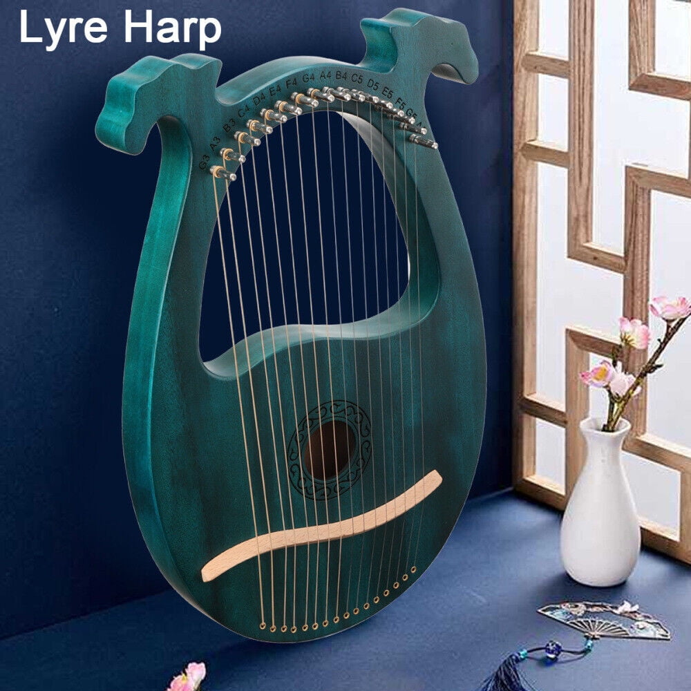 TABODD 16 String Mahogany Wood Lyre Harp with Tuning Wrench 2 Strings ...